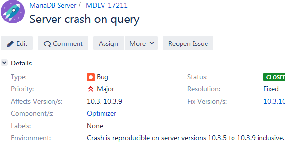 Blog Of Former Mysql Entomologist Mariadb Jira For Mysql Dbas