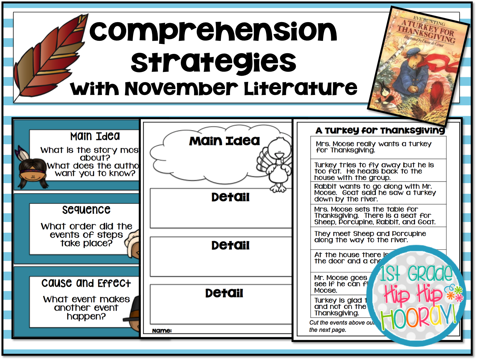 1st Grade Hip Hip Hooray!: Comprehension Strategies using November ...