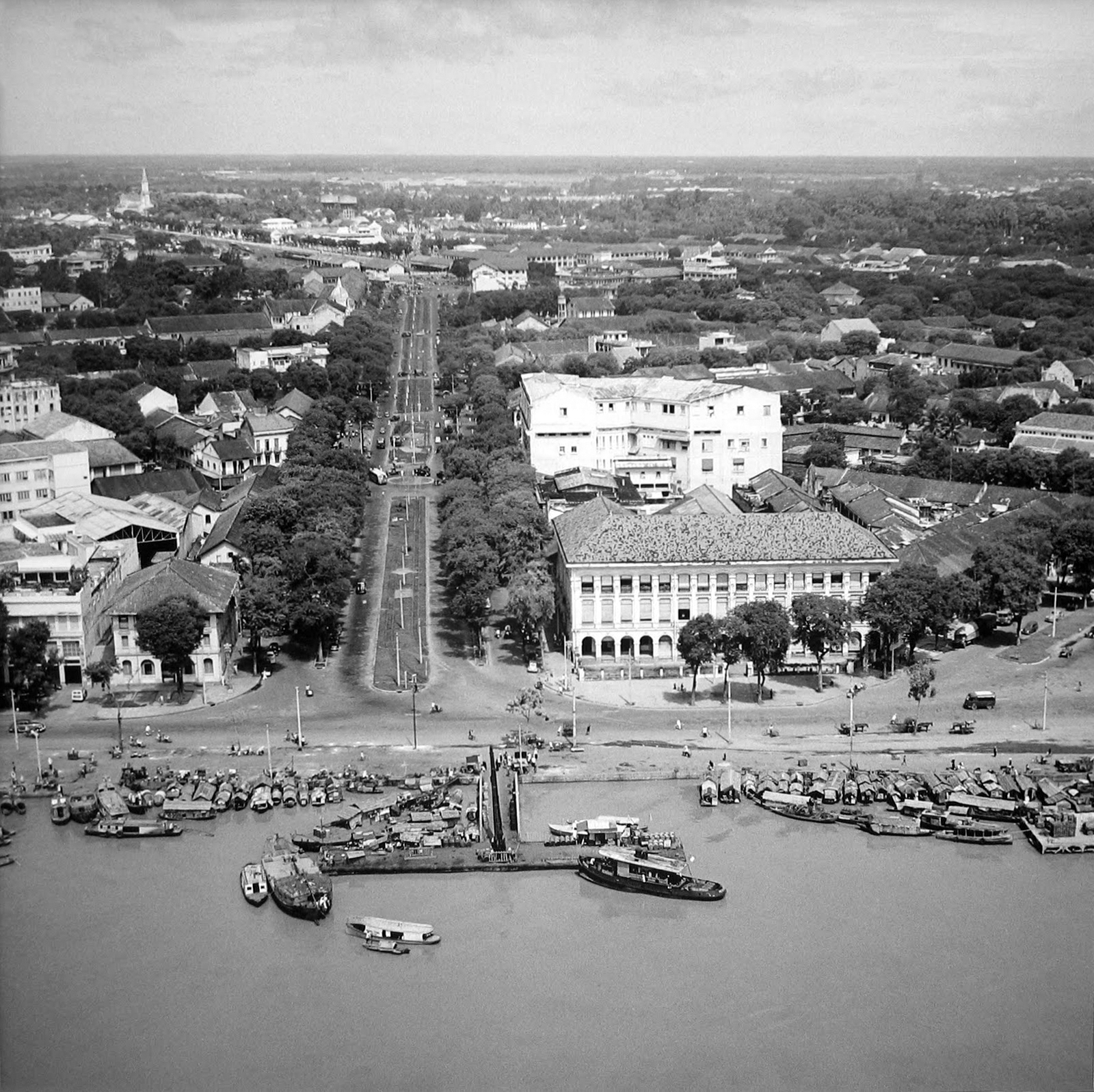 12 Black and White Aerial Photographs of Saigon, Vietnam in 1955 ...