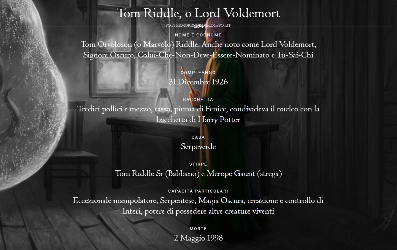 Compleanno di Tom Riddle (Lord Voldemort) | Guida a Pottermore