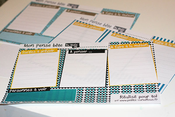 Des pense bête à imprimer