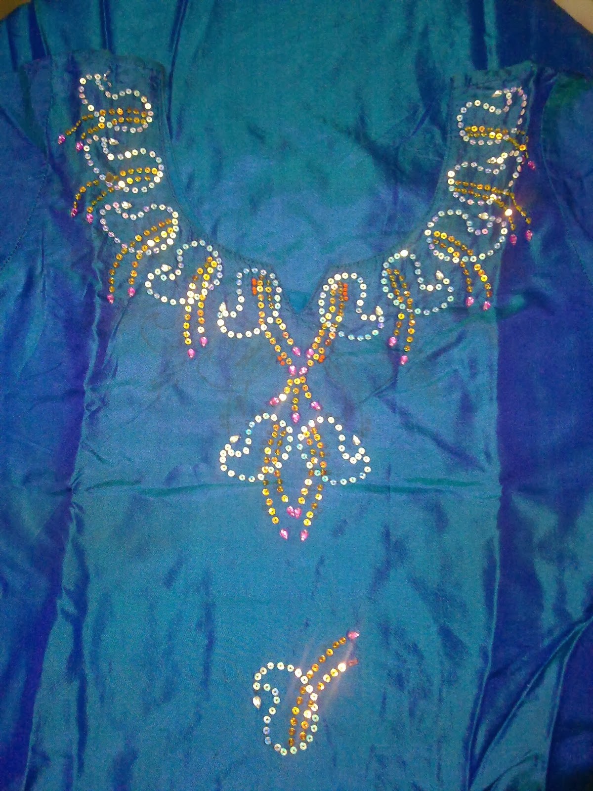 arttycraft by indu: Sequined work on dress./ # Sequins / #Sequin Embroidery