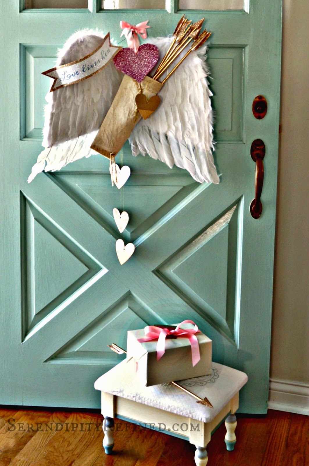 Serendipity Refined Blog: Valentine's Day Door Decoration Feather Cupid ...