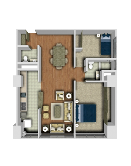 Plano arquitectónico de departamento con dos recámaras ~ Planos y ...