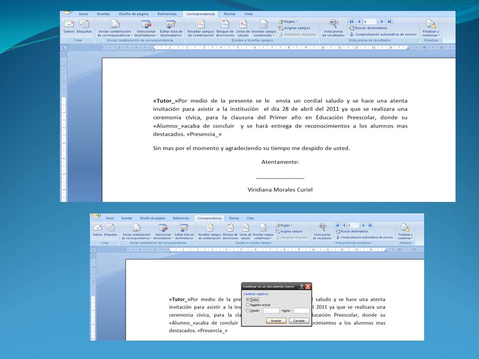 LAS TIC: Correspondencia Personalizada en Word- Combinar Correspondencia.