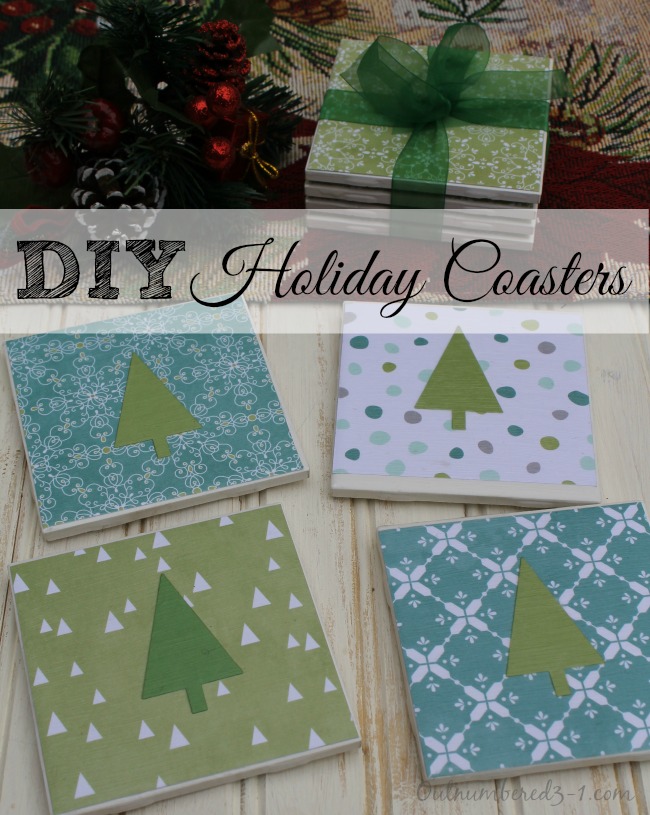 DIY Holiday Coasters - Outnumbered 3 to 1