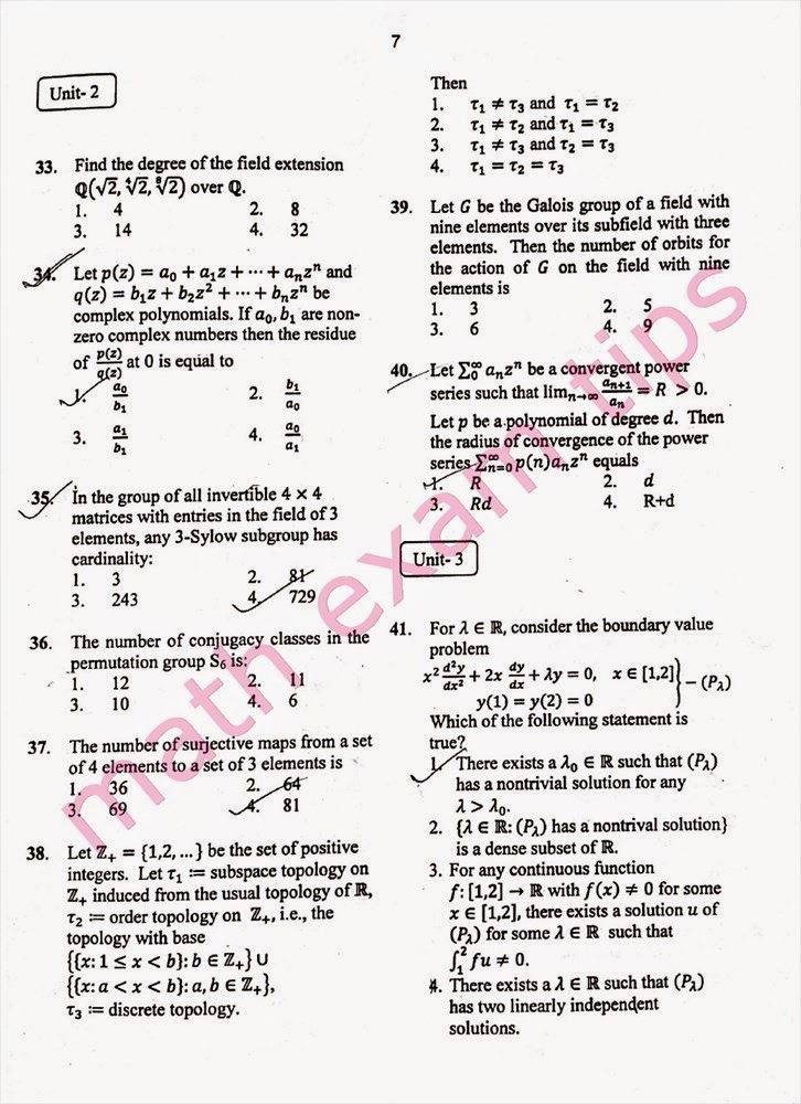 Csir Net Mathematics Dec 2014 Question Paper Mathematics Exam Tips