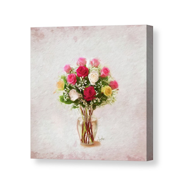 A Dozen Roses Vintage Style Painting - ArtByJudieAnn