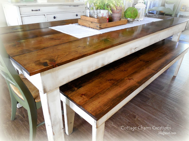 Cottage Charm Farmhouse Collection: Provincial Farmhouse Table & Benches