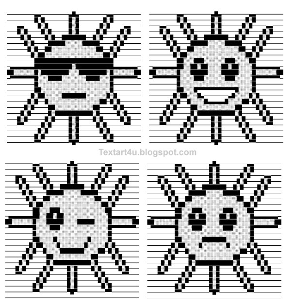 Sun Emoticons Text Art for Facebook | Cool ASCII Text Art 4 U