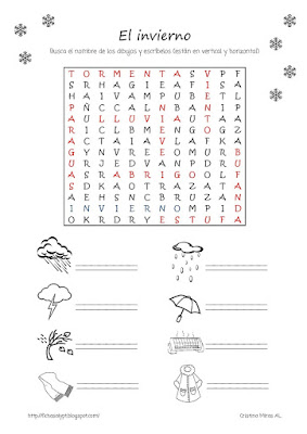 Cositas de AL y PT: Sopa de letras: El invierno