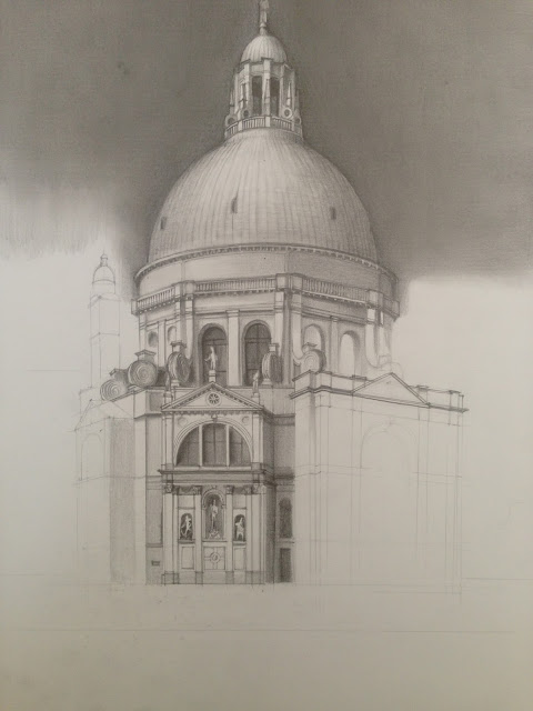 Santa Maria della Salute - pencil drawing - Dreams of an Architect