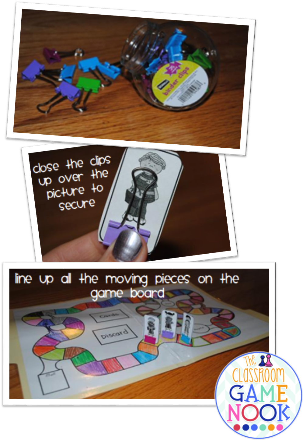 The Classroom Game Nook: Throw Back Thursday {Binder Clips Moving Pieces}