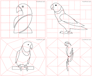 Four grid: Free printable Parrot grid line drawing worksheet/activity ...