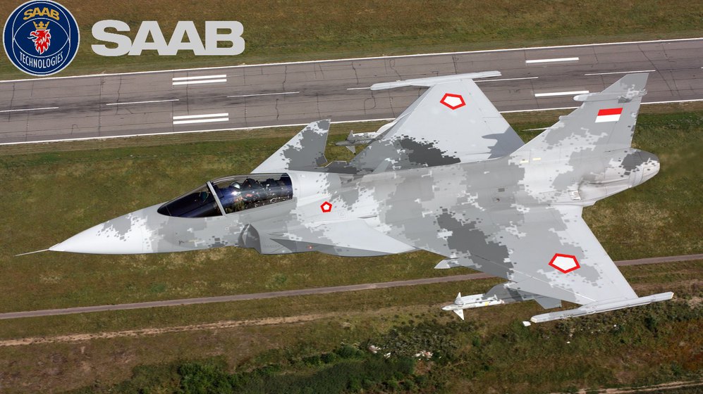DEFENSE STUDIES: SAAB Buat Desain Jet Tempur Gripen Dengan Logo TNI AU