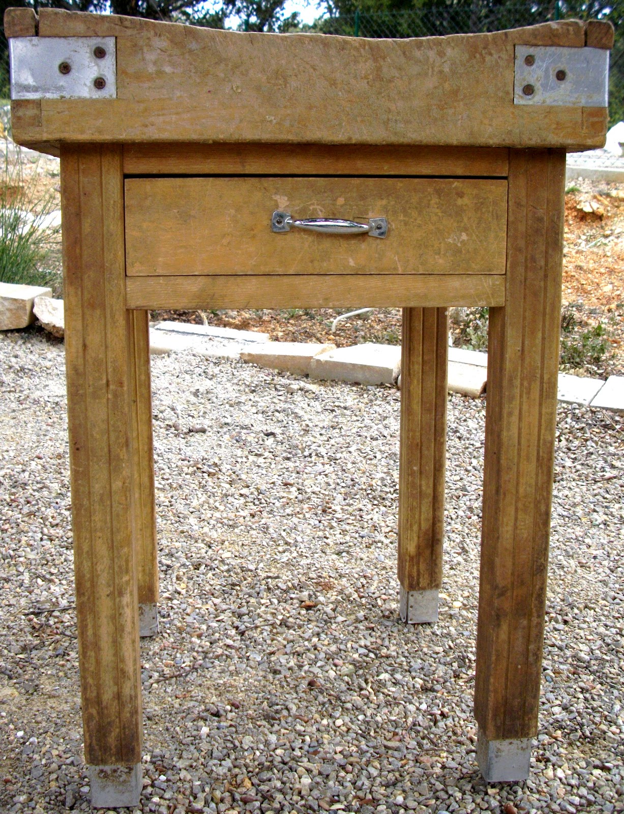 ANCIEN PLOT BILLOT DE BOUCHER table a découper MEUBLE DE METIER