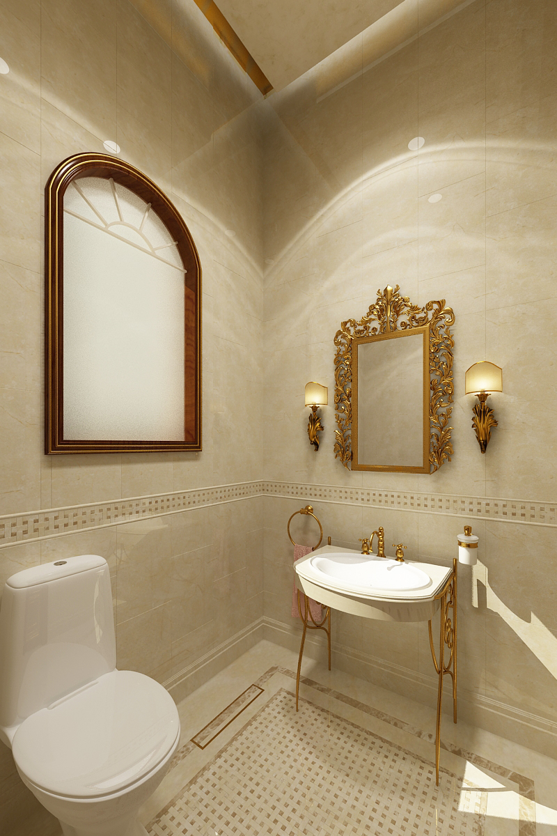 Nada's Sketch Book: Classical Powder Room & Wash Area, Designed by Me