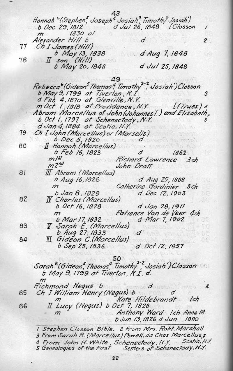 The Josiah Closson Family of New England by William G. Closson