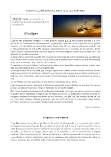 LL TÁDER: RESUMEN DE UN TEXTO: "EL ECLIPSE"