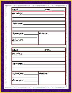 Teaching is My Game: Vocabulary Journal