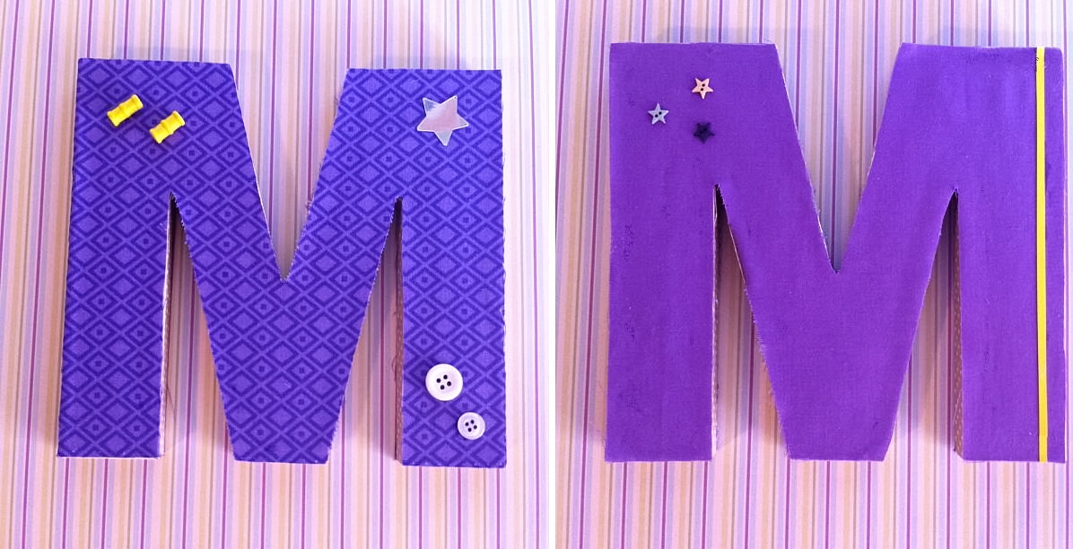 El taller de Naidú: Letra M de madera decorada.