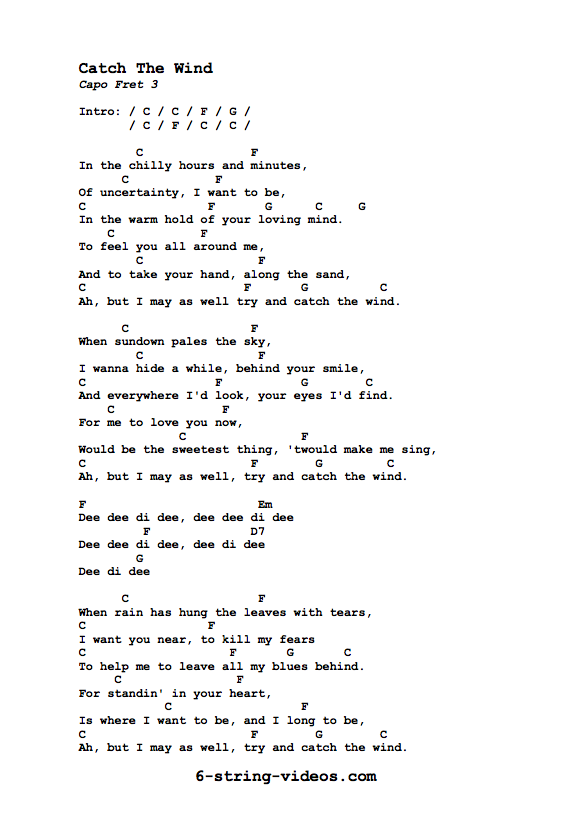 Catch The Wind Guitar Chords