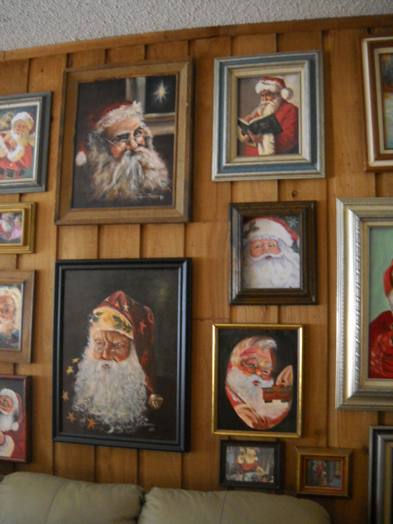 Linda's Life Journal: My Wall of Santa Paintings!