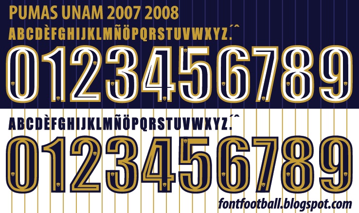FONT FOOTBALL: Font Vector Pumas UNAM 2007 2008 kit
