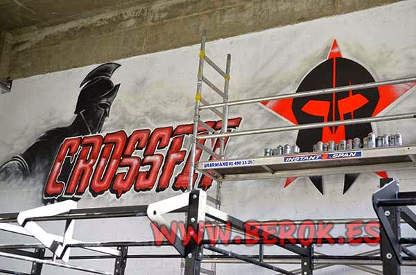 Gym-crossfit-mural-graffiti PINTURA MURAL BARCELONA® Mateo Lara ...