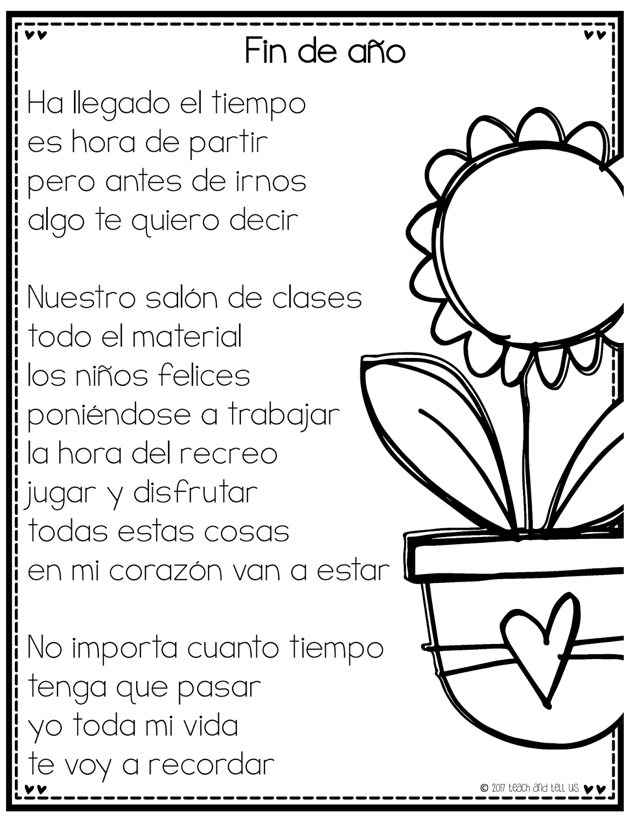 End of Year Poem - Teach and Tell Us