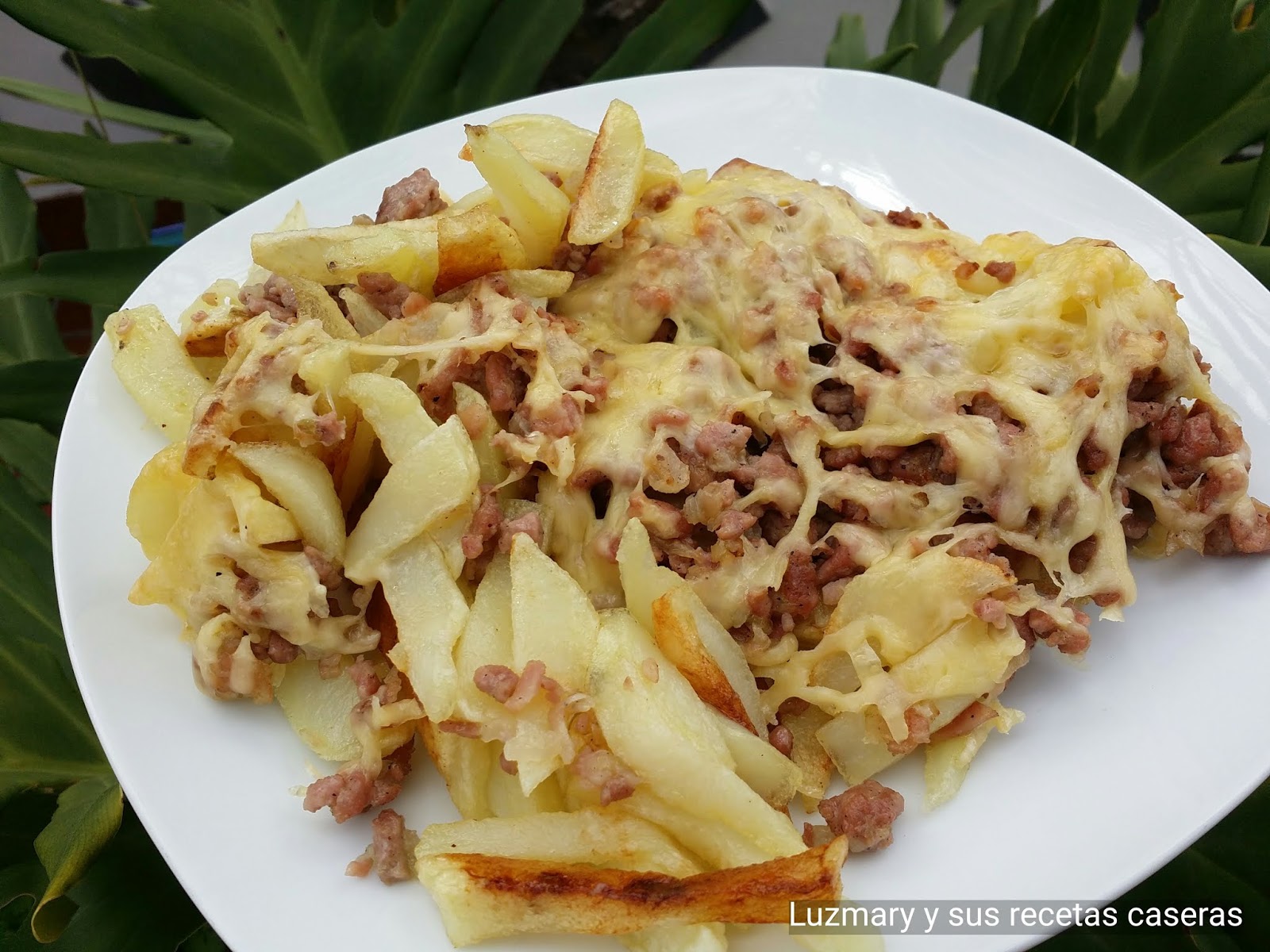 Luzmary y sus recetas caseras: PAPAS FRITAS GRATINADAS CON CARNE -BACON ...