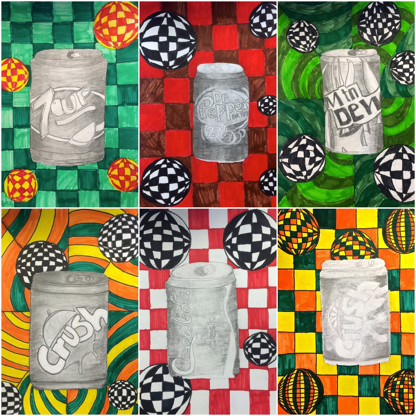 Art. Eat. Tie Dye. Repeat.: 6th Grade Soda Can Op Art
