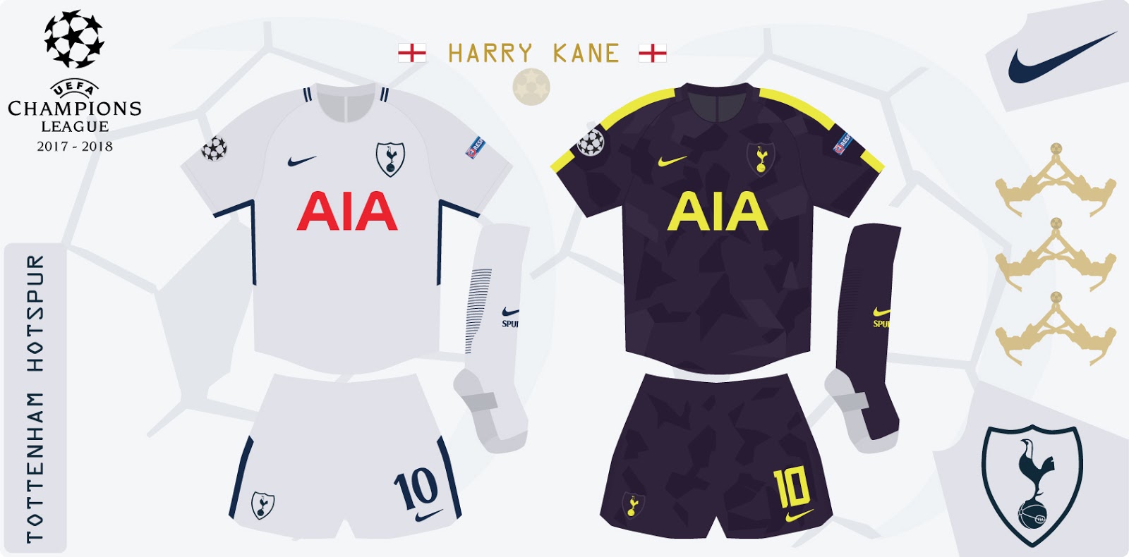 Design Futbol Kits: Tottenham Hotspur 2017 - 2018 (Champions League)