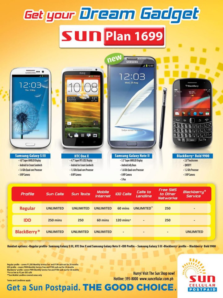 Samsung Galaxy Note 2 from Sun Cellular Postpaid Plan 1699