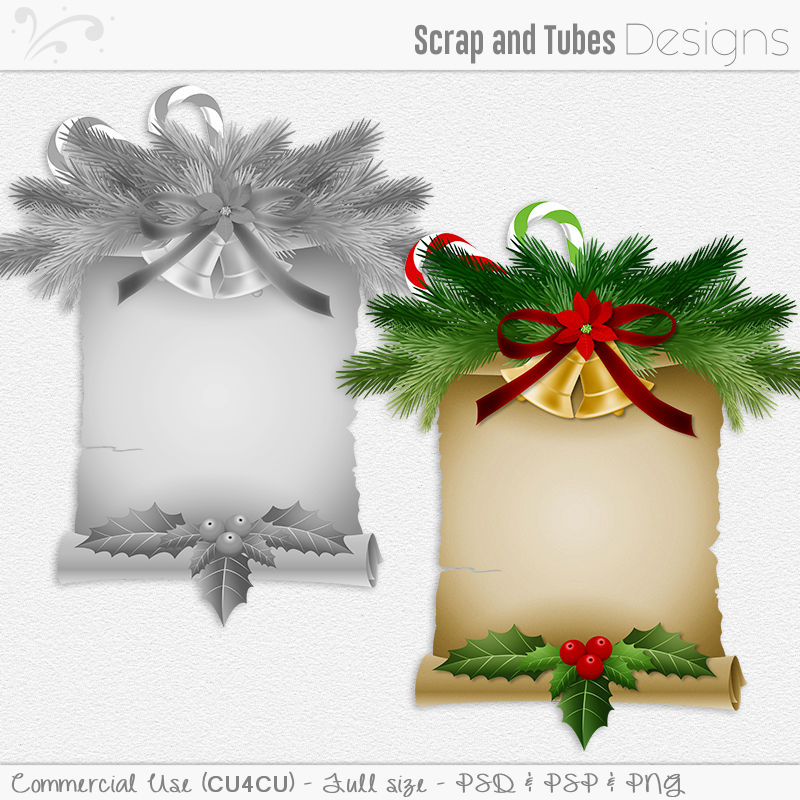 In Stores - CHRISTMAS SCROLL TEMPLATE 3 | Scrap and Tubes Designs