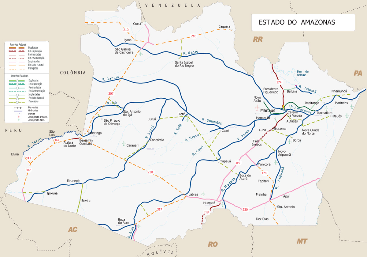 Mapa Rodoviário do Estado do Amazonas - Doc Press™