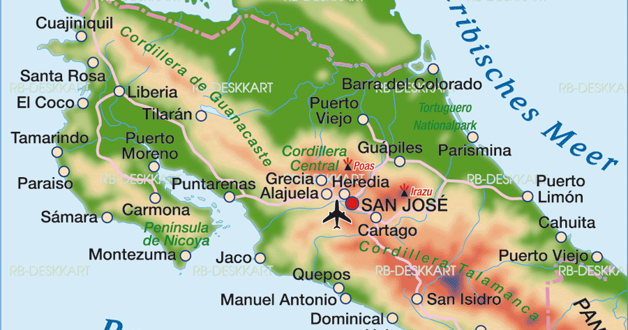 Costa Rica Mapa Mundi | Mapa