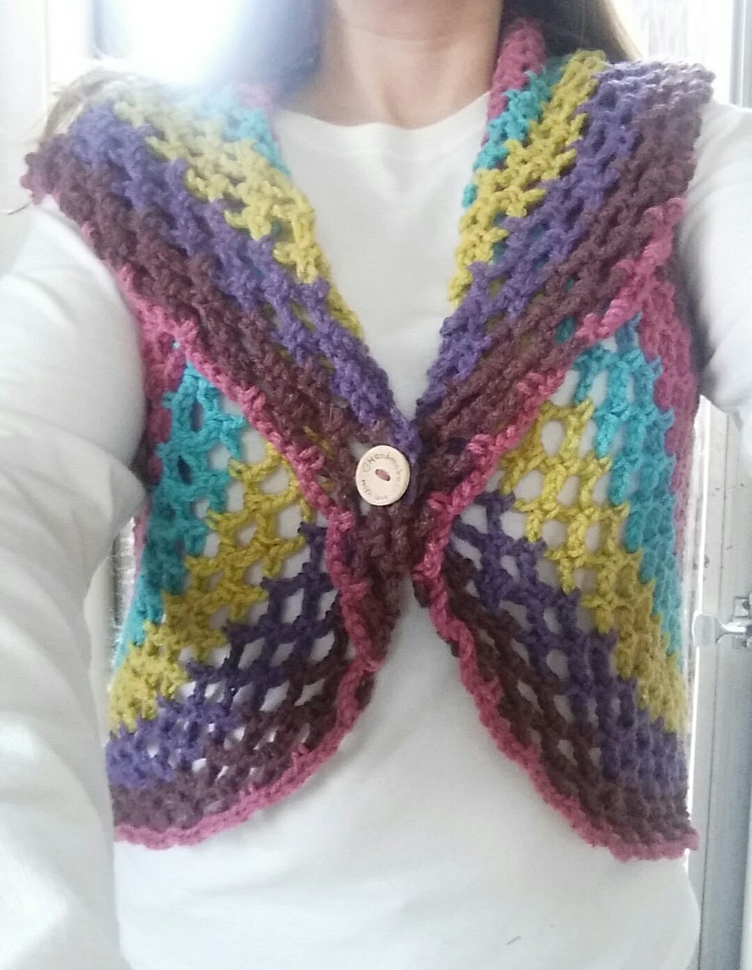 Ring around the Rosie Vest with Bernat Pop yarn