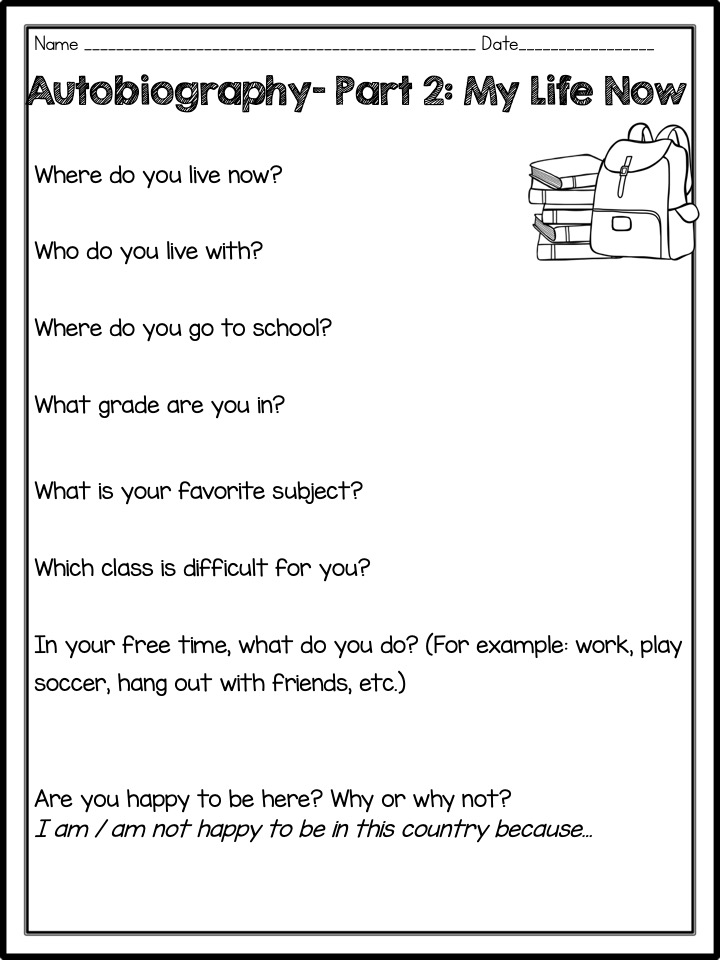 Autobiography Example For Kids