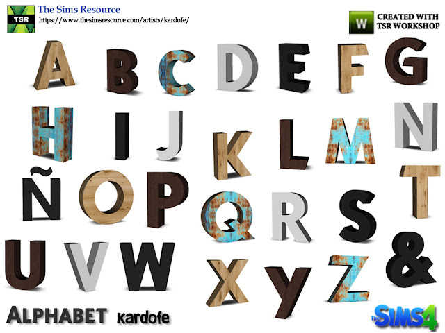 kardofe Creaciones Sims: ALPHABET