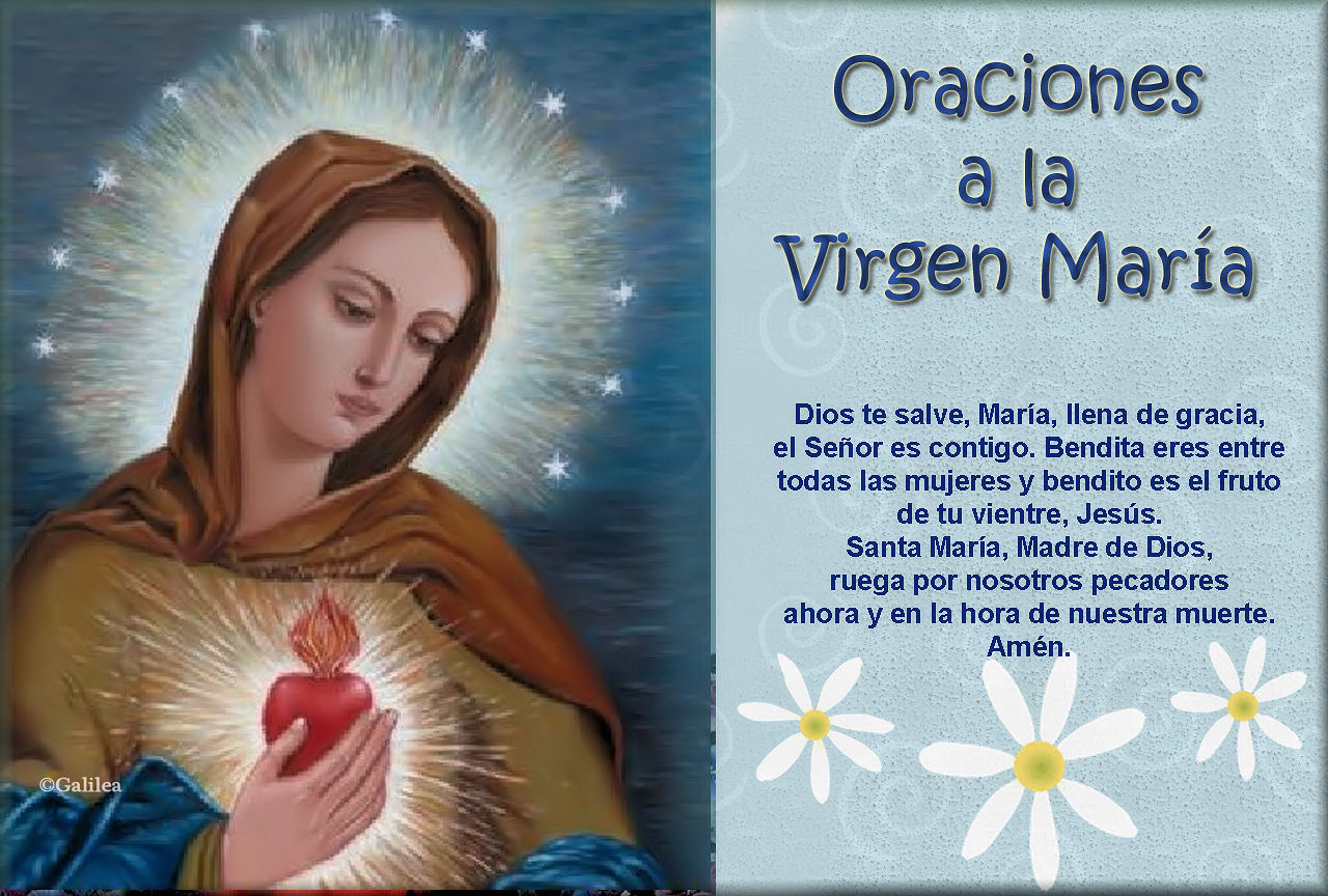 ® Virgen María Ruega Por Nosotros ® Estampa Con OraciÓn Del Ave MarÍa