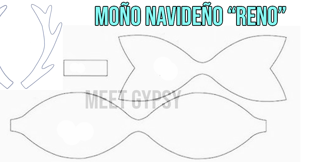 Moño navideño " RENO " de goma eva // Moño reno de foami + MOLDES