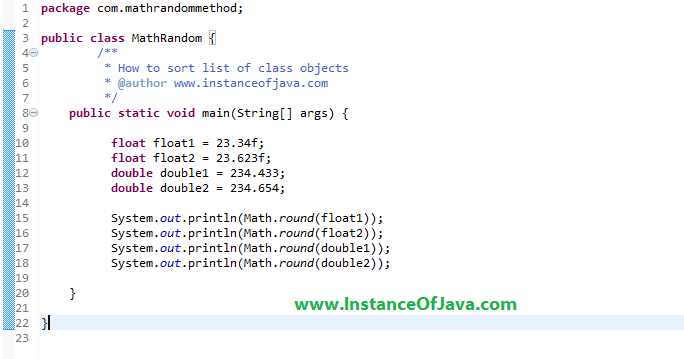 Math round Method In Java InstanceOfJava