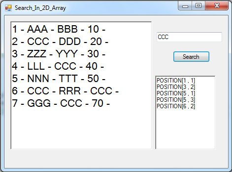 C# Search In A Multidimensional Array - C#, JAVA,PHP, Programming ...