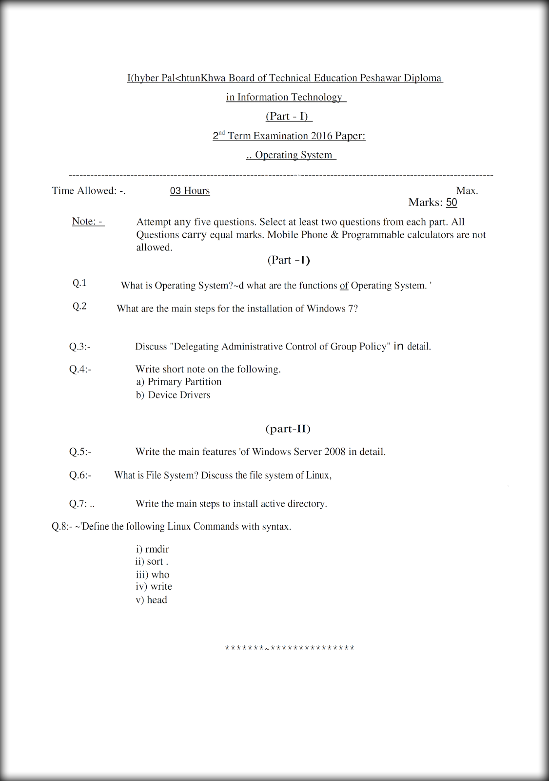 DIT 1st Semester Papers ~ SUCCESS BOOKS