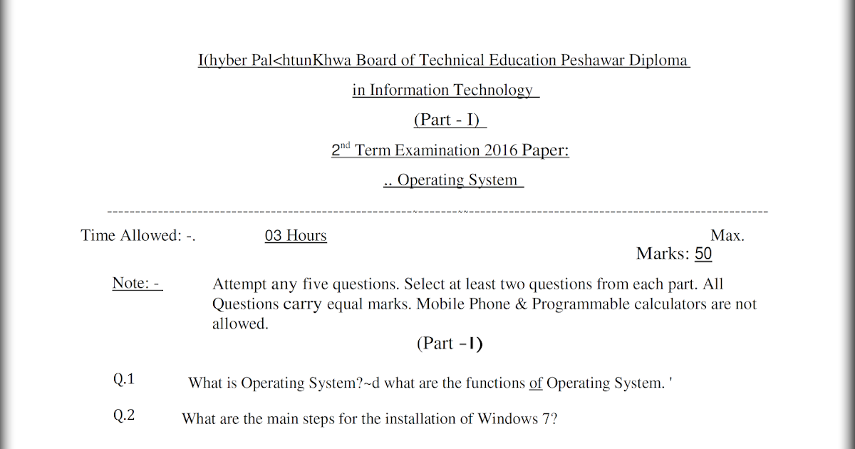 DIT 1st Semester Papers ~ SUCCESS BOOKS