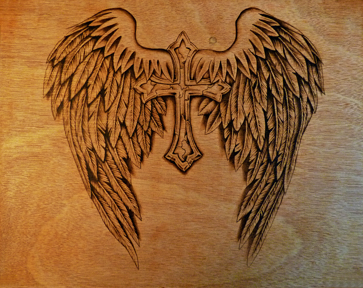 Richy Pyrography: Winged Cross