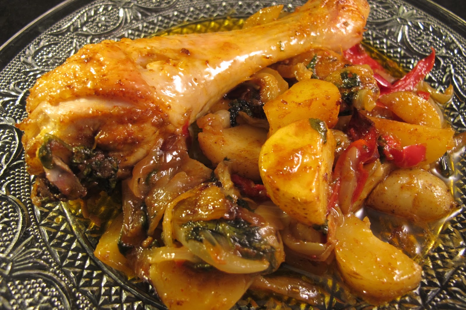 Poulet au four et ses pommes de terre