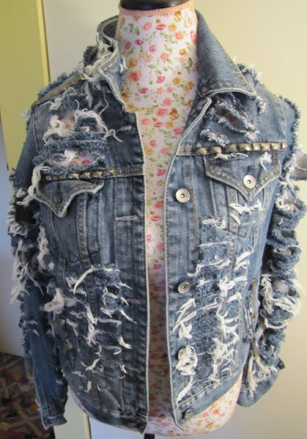 SHOP RightUpYourAly: Shredded Denim Jacket w/ Studs $50