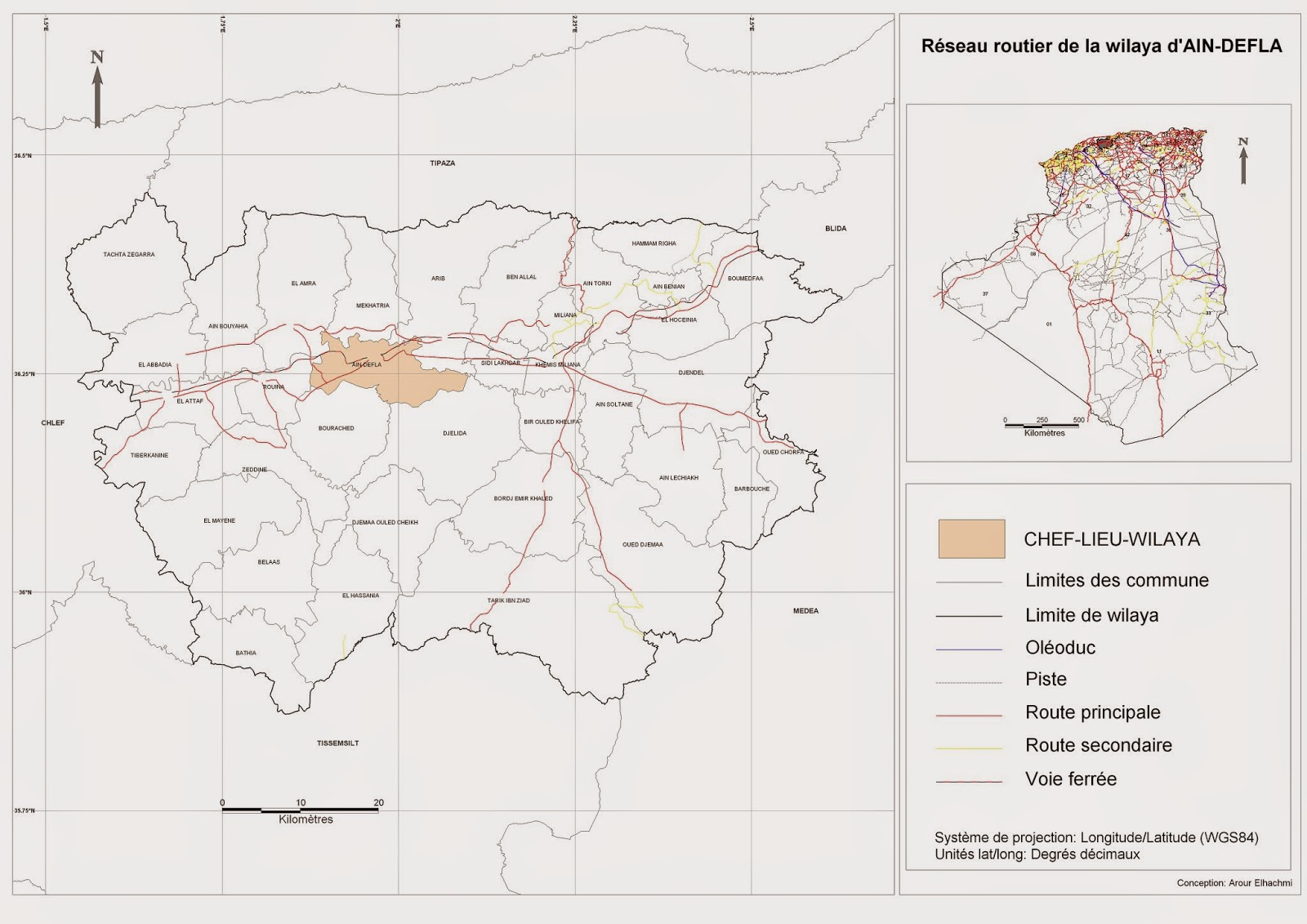 Découpage administratif de l'Algérie & Monographie: Carte du réseau ...